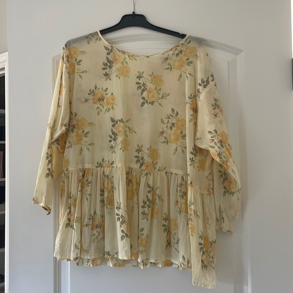 Tops | The Great Yellow Floral Blouse Sz | Poshmark